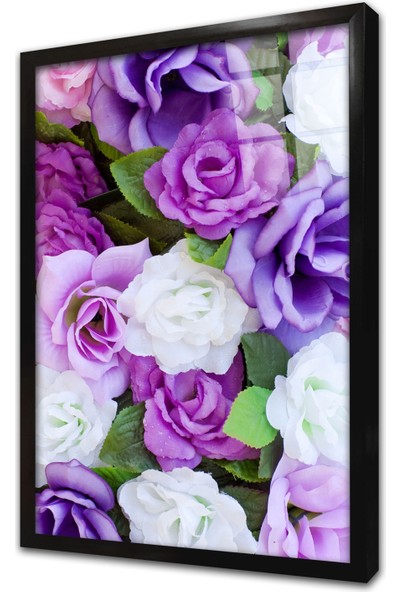 Tablosan Çiçekler Çerçeveli Cam Tablo