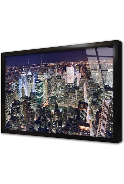 Tablosan New York Gece Çerçeveli Cam Tablo Tablosan New York Gece Çerçeveli Cam Tablo