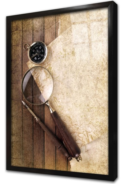 Tablosan Pusula Çerçeveli Cam Tablo