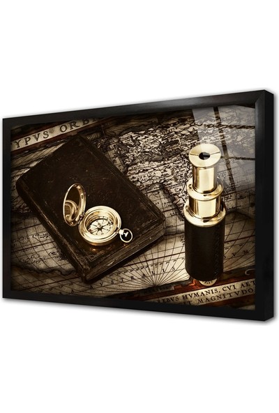 Tablosan Pusula Çerçeveli Cam Tablo