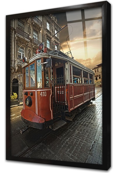 Tablosan Istanbul Taksim Tren Çerçeveli Cam Tablo