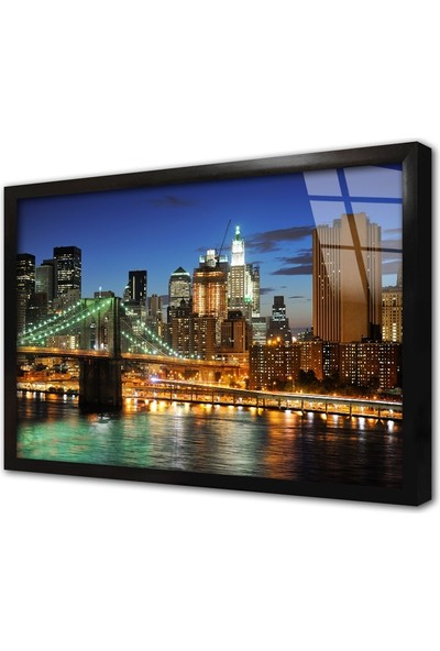 Tablosan New York Gece Çerçeveli Cam Tablo Tablosan New York Gece Çerçeveli Cam Tablo
