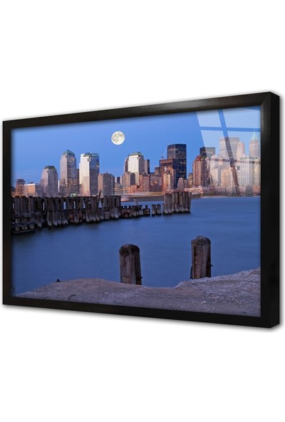 Tablosan New York Gece Çerçeveli Cam Tablo Tablosan New York Gece Çerçeveli Cam Tablo