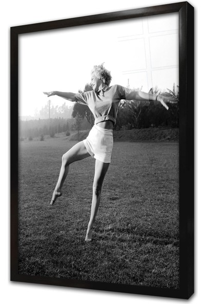 Tablosan Marliyn Monroe Siyah Beyaz Çerçeveli Cam Tablo