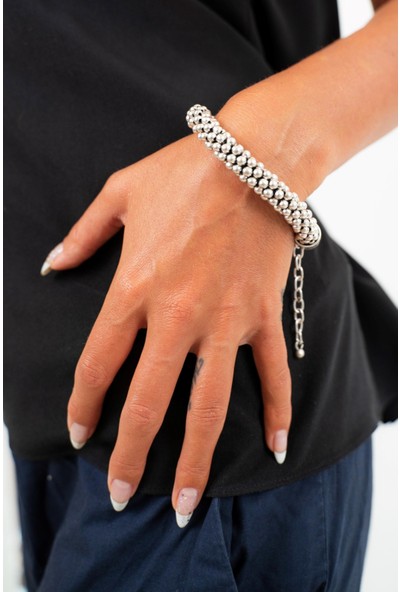 Kutcha Accessories Gümüş Kaplama Kalın Burgu Bileklik