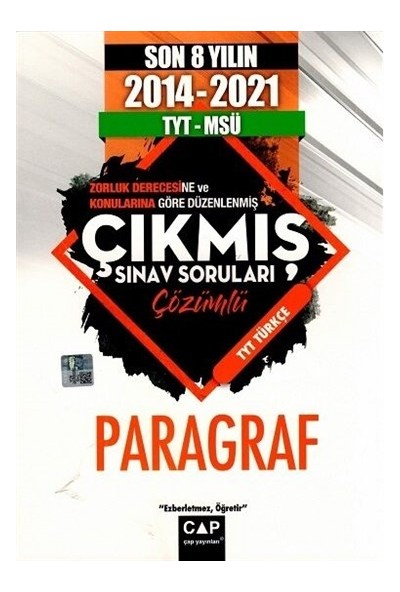 Çap Yayınları TYT Msü Paragraf 8 Yıl Çıkmış Sorular