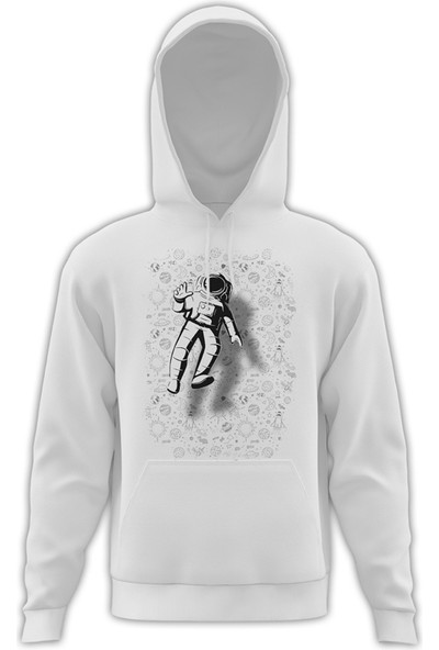 MarkaMeye Astronot Bakılı Kanguru Cepli Kapüşonlu Sweatshirt MarkaMeye Astronot Bakılı Kanguru Cepli Kapüşonlu Sweatshirt