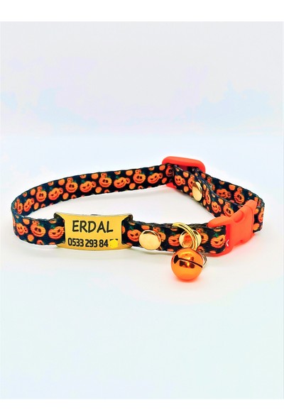 Pet Love Forever Bal Kabağı Desenli İsme Özel Kedi Tasması Turuncu-Siyah 19-32 cm M Pet Love Forever Bal Kabağı Desenli İsme Özel Kedi Tasması Turuncu-Siyah 19-32 cm M