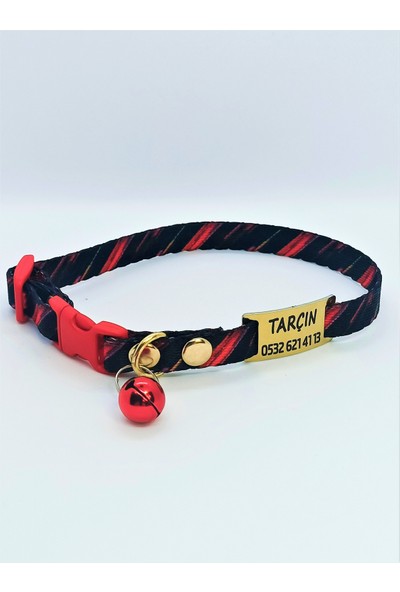 Pet Love Forever Geometrik Desenli İsme Özel Siyah Kedi Tasması Siyah-Kırmızı 19-32 cm M Pet Love Forever Geometrik Desenli İsme Özel Siyah Kedi Tasması Siyah-Kırmızı 19-32 cm M