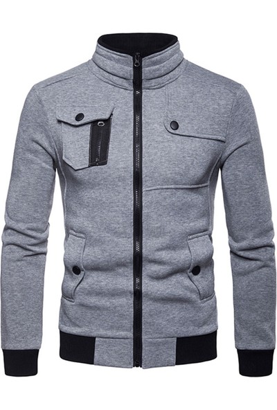 Farfi Erkek Patchwork Renk Çok Cepli Günlük Giyim Ceket (Yurt Dışından)