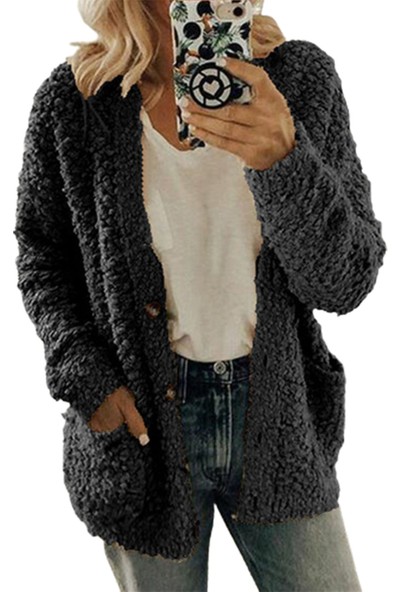 Farfi Önü Açık Model Örgü Kadın Hırka - Siyah (Yurt Dışından)