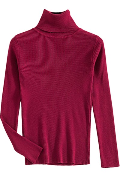 Farfi Boğazlı Kadın Kazak - Kırmızı (Yurt Dışından)