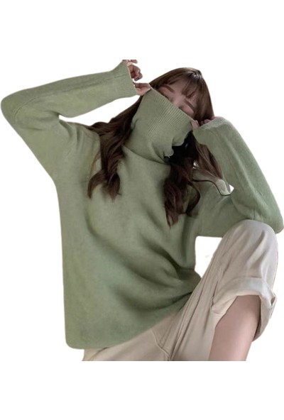 Farfi Balıkçı Yaka Kadın Kazak - Yeşil (Yurt Dışından)