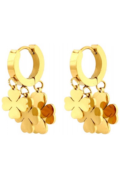 Peri Takı Çelik Sallantılı Üçlü Dolu Yonca Küpe