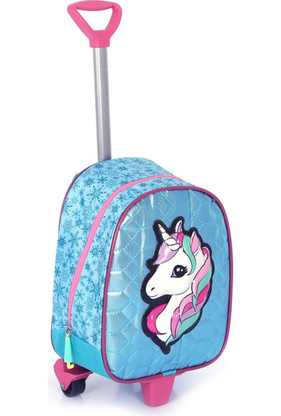 Çekçekli Mavi Parlak Dikişli Unicorn Baskılı Anaokulu Çantası - Kreş Çantası Çekçekli Mavi Parlak Dikişli Unicorn Baskılı Anaokulu Çantası - Kreş Çantası
