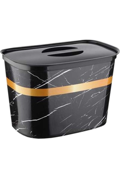 Leva House Askılı Çöp Kovası Kapaklı Mermer Desenli Dolap Kapağına Asılır 6 Lt