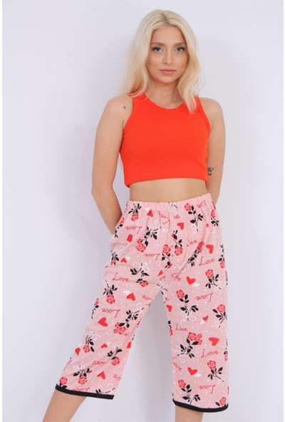 Hg Wear Kapri Kadın Çiçekli Rahat Hg Wear Kapri Kadın Çiçekli Rahat