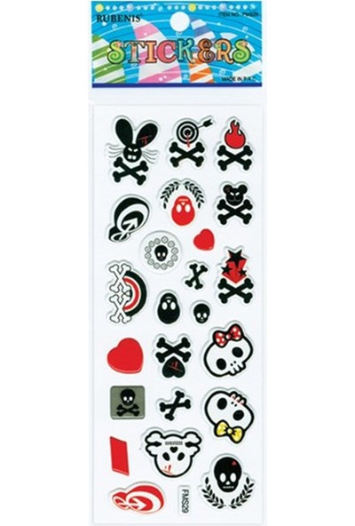 Rubenis Sticker Renkli Kuru Kafa Figürlü 5'li Paket Rubenis Sticker Renkli Kuru Kafa Figürlü 5'li Paket