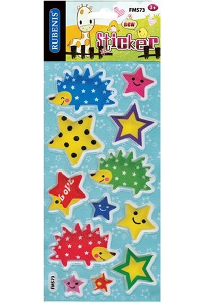 Rubenis Sticker Simli Farklı Ebatlarda Yıldız-Kirpi Figürlü 5'li Paket Rubenis Sticker Simli Farklı Ebatlarda Yıldız-Kirpi Figürlü 5'li Paket