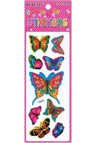 Rubenis Sticker Renkli Kelebek Figürlü 5'li Paket Rubenis Sticker Renkli Kelebek Figürlü 5'li Paket