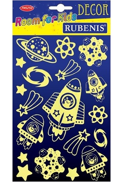 Rubenis Sticker Fosforlu Renk Uzay Figürlü 5'li Paket Rubenis Sticker Fosforlu Renk Uzay Figürlü 5'li Paket