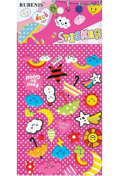Rubenis Sticker Yıldız-Kalp-Şemsiye Figürlü 10'lu Paket Rubenis Sticker Yıldız-Kalp-Şemsiye Figürlü 10'lu Paket