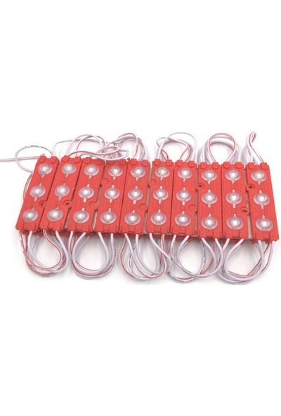 Baskı Madeni Kırmızı LED Modül 3 Çipli Mercekli 12V 1,5W 5'li Baskı Madeni Kırmızı LED Modül 3 Çipli Mercekli 12V 1,5W 5'li