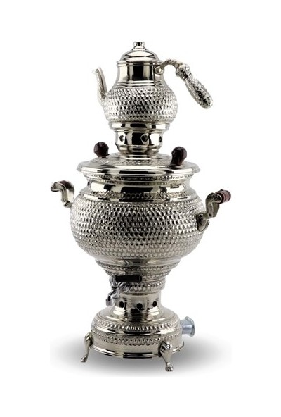 Morya Elektrikli Veya Kömürlü Bakır Semaver Petekli Nikelli Kalın 5 Lt