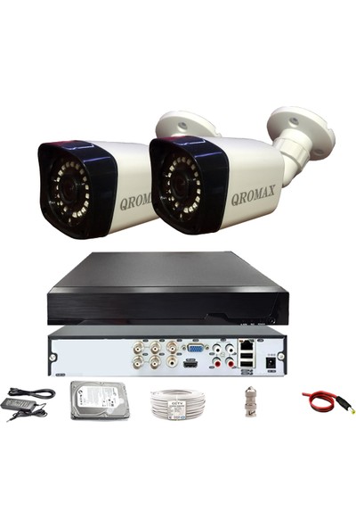 QROMAX PRO 5118 2'Li 5 Megapiksel Sony Lens 1080P Aptina Sensör Plastik Kasa Güvenlik Kamerası Seti