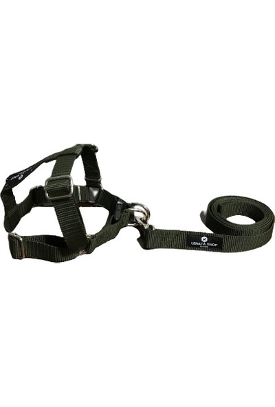 Leneta Shop Köpek Göğüs Bel Tasma Takımı Haki L Beden 55-65 cm