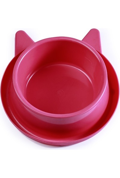 Miapet Plastik Kedi Kulaklı Mama ve Su Kabı 400 ml Pembe