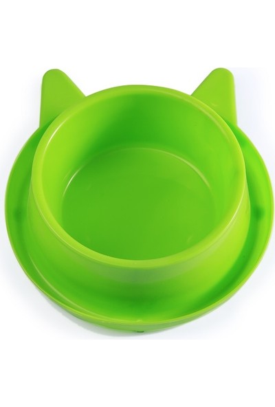 Miapet Plastik Kedi Kulaklı Mama ve Su Kabı 400 ml Mint Yeşili