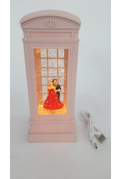 Tam İthalat Kar Küresi Telefon Kulübesi Sevgili Temalı Battal Boy Kar Küresi Işıklı