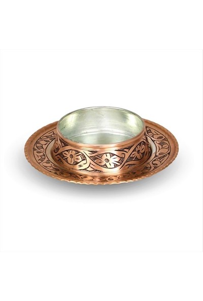 Morya Bakır Çerezlik Kahvaltılık Kase Kazılmış Tabaklı