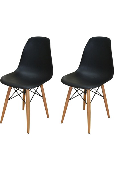Woodesk Luna Ağaç Ayaklı 2 Adet Eames Siyah Sandalye SND3011-2SYH Woodesk Luna Ağaç Ayaklı 2 Adet Eames Siyah Sandalye SND3011-2SYH
