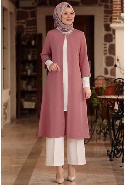 Amine Hüma Safir Üçlü Takım Gül Kurusu Amine Hüma