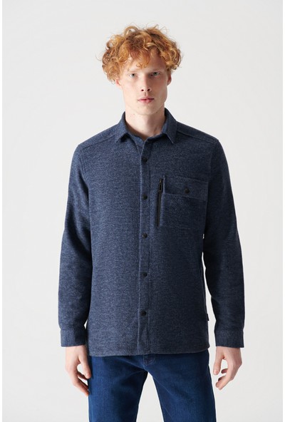 Avva Erkek Indigo Kareli Klasik Yaka Overshirt Cepli Çıtçıtlı Ceket Mont A12Y6083 Avva Erkek Indigo Kareli Klasik Yaka Overshirt Cepli Çıtçıtlı Ceket Mont A12Y6083