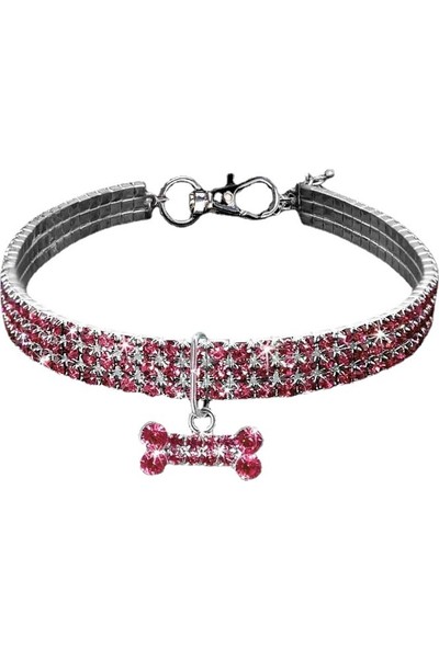 Petoys Pembe S 3 Sıra Elmas Taklidi Elastik Köpek Tasması Kedi Kristal Yaka (Yurt Dışından)