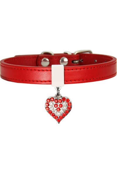 Petoys Kırmızı M Dekoratif Sevimli Evcil Hayvan Şeftali Kalp Köpek Tasması (Yurt Dışından)
