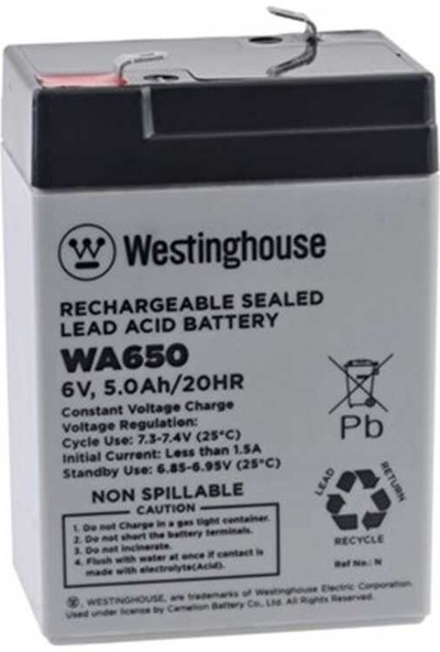 Tnl Westinghouse 6V 5AH Işıldak Aküsü Amerika Menşeili