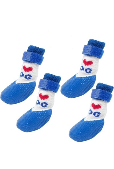 Nunbell Kaydırmaz Köpek Çorabı Small Mavi 4'lü