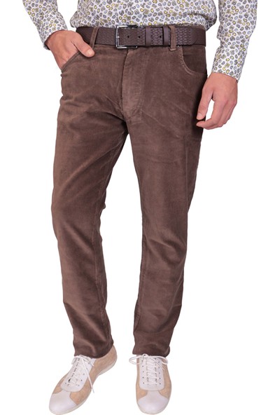 Daniel Voi Kadife Koyu Bej Erkek Regular Fit 5 Cep Pantolon