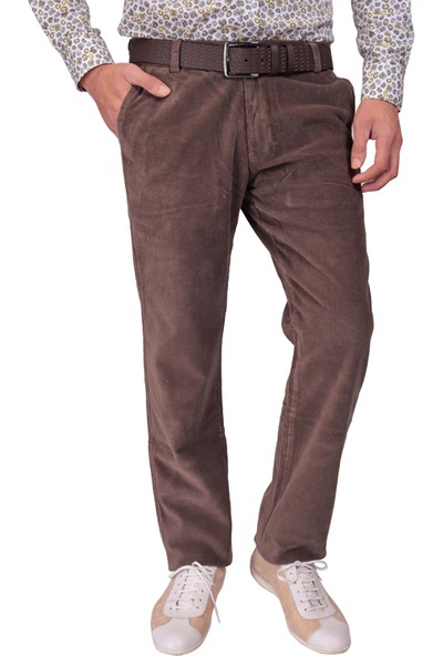 Daniel Voi Kadife Bej Erkek Regular Fit Yandan Cepli Pantolon