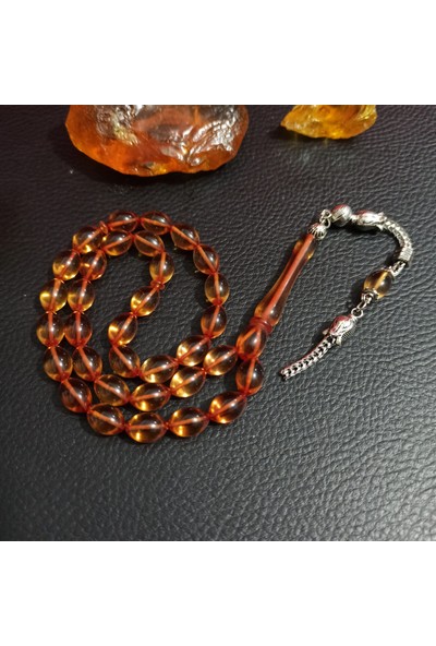 Artuğ Tesbih Sarı Renkli Ateş Kehribar Tesbih