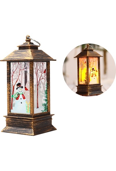 Kyver Yılbaşı Dekorasyon LED Mum Fener Kardan Adam Bronz 13X5,3CM Kyver Yılbaşı Dekorasyon LED Mum Fener Kardan Adam Bronz 13X5,3CM