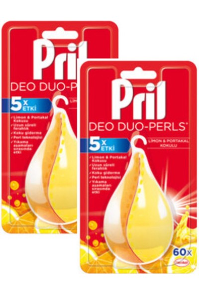 Pril Deo Perls Limon & Portakal Bulaşık Makinesi Koku Giderici 60 Yıkama x 2 Adet Pril Deo Perls Limon & Portakal Bulaşık Makinesi Koku Giderici 60 Yıkama x 2 Adet