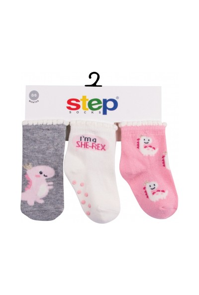 Step Kız Çocuk 3'lü Altıbaskılı Simli She-Rex Soket Step Kız Çocuk 3'lü Altıbaskılı Simli She-Rex Soket