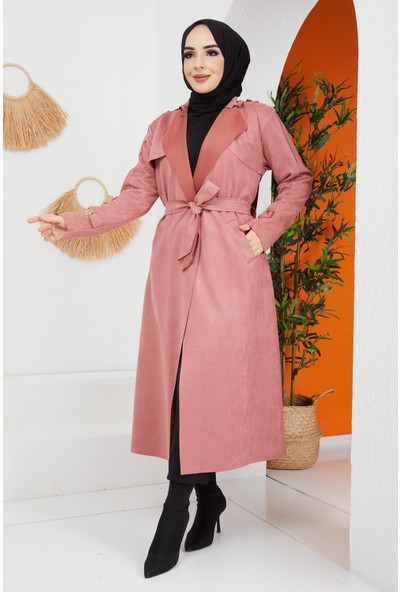 İmaj Butik Kemerli Süet Kap/pudra