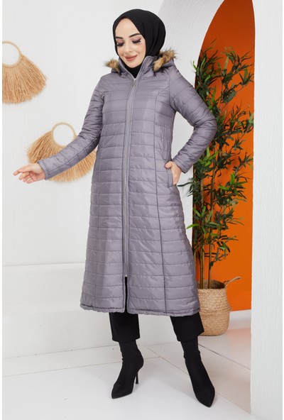 İmaj Butik Kapşon Detaylı Şişme Mont/gri İmaj Butik Kapşon Detaylı Şişme Mont/gri