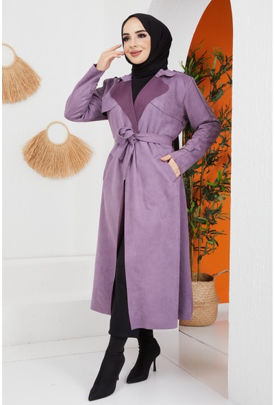 İmaj Butik Kemerli Süet Kap/lila